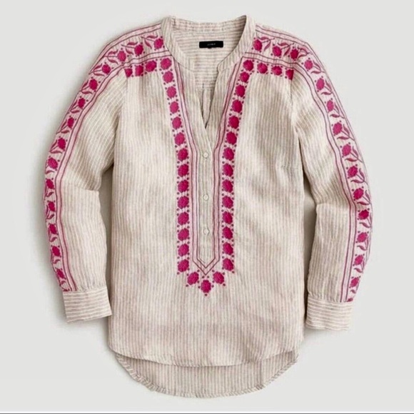 J. Crew | Tops | Jcrew Linen Embroidered Tunic | Poshmark